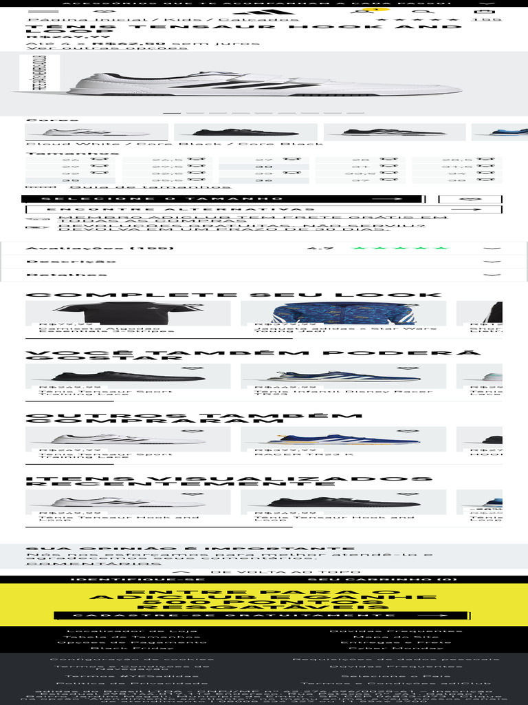 Tênis Tensaur Hook and Loop - Branco Adidas Adidas Brasil | PDF