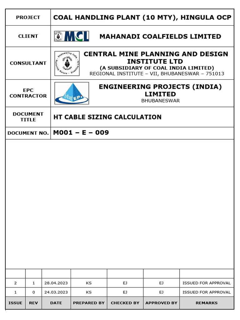 HT Cable Sizing for Hingula OCP | PDF | Voltage | Electrical Resistance ...