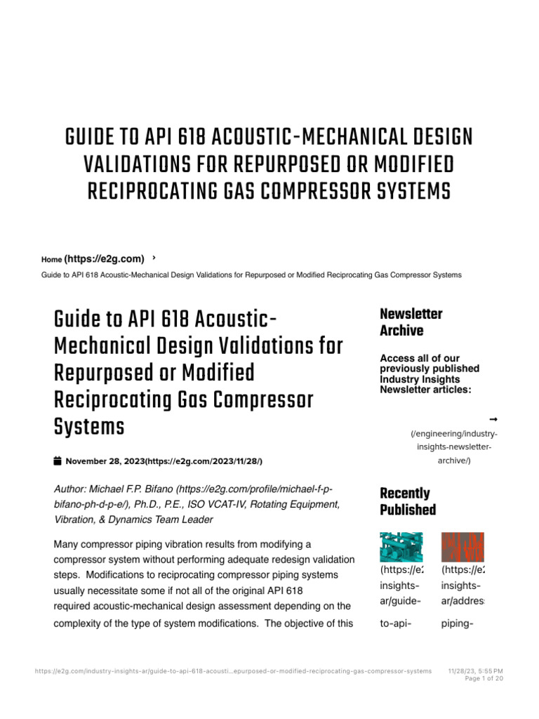 API 618 Design for Modified Gas Compressors | PDF | Resonance | Waves