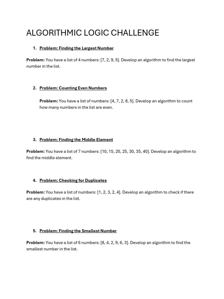 Algorithmic Logic Challenges Explained | PDF