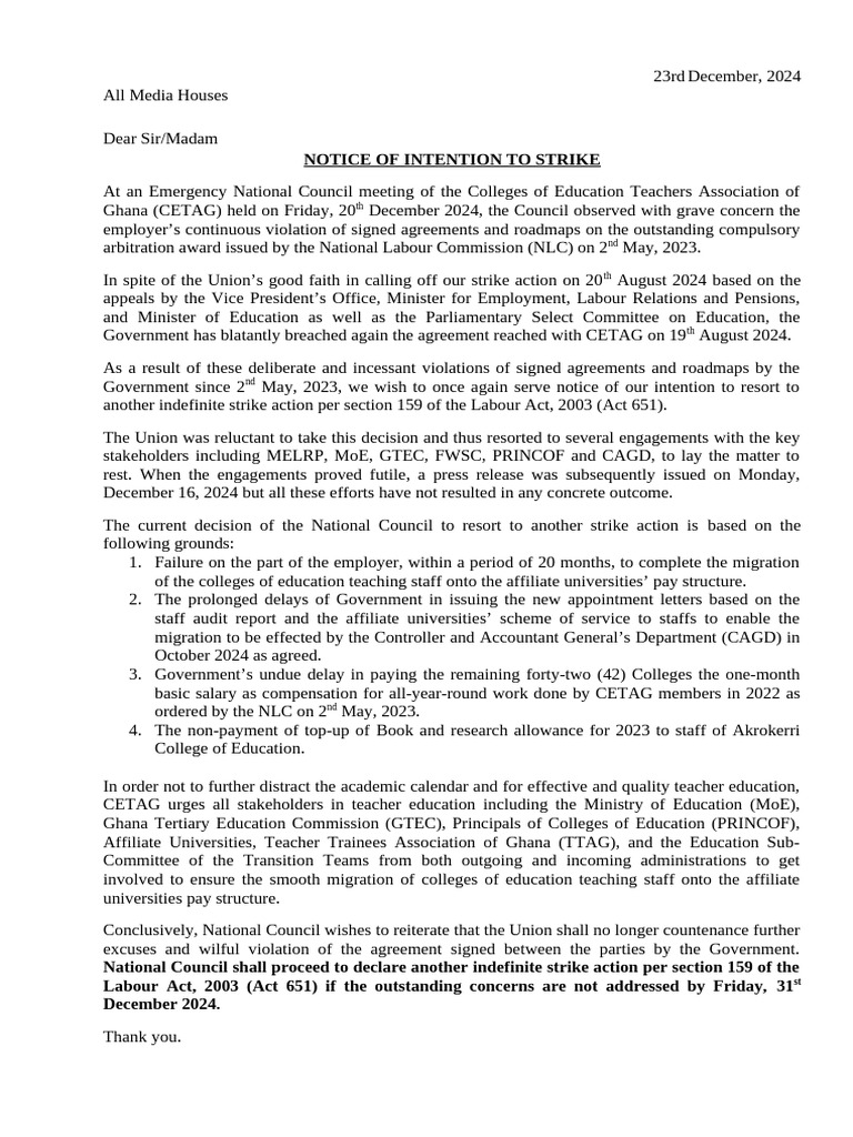 Notice of Strike Media | PDF | Government