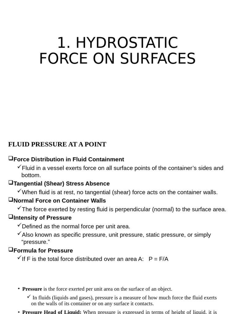 Fluid Pressure and Hydrostatics | PDF | Pressure | Pressure Measurement