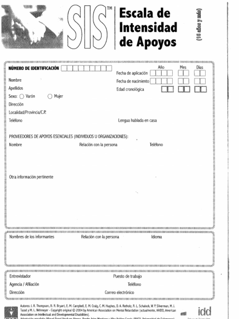 Sis Escala de Intensidad de Apoyos | PDF