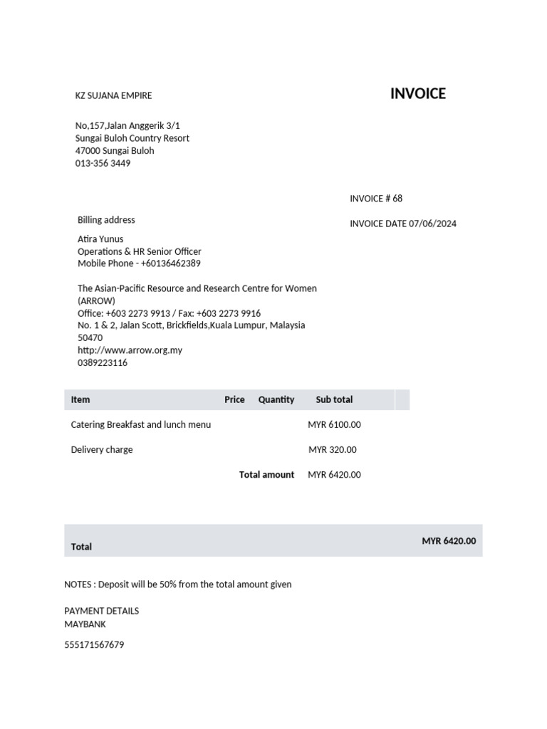 Invoice Catering June | PDF