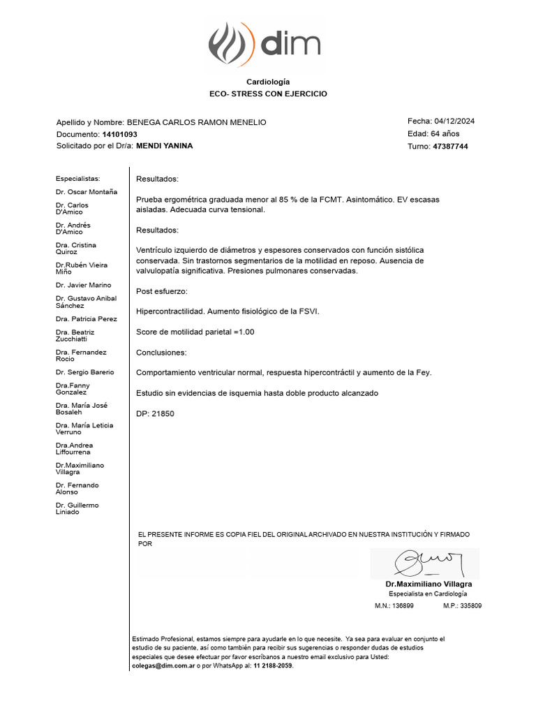 Informe ECO-Stress Cardiológico 2024 | PDF | Causas de la muerte ...