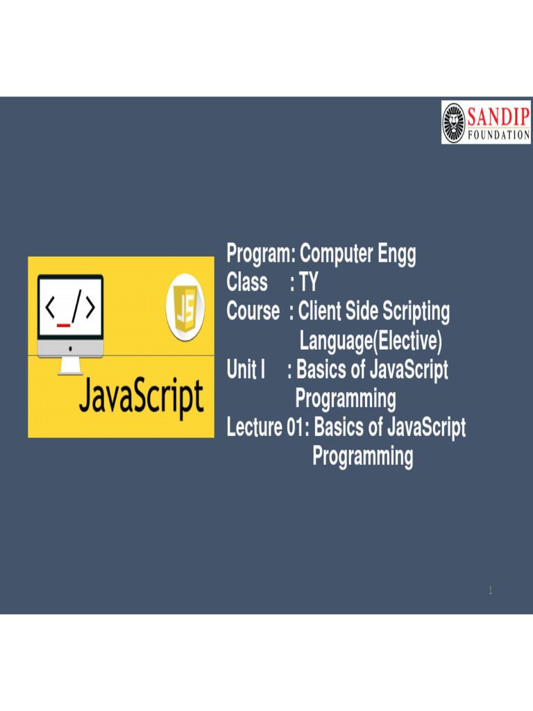 UNIT I Basics of JavaScript Programming | PDF | Dynamic Web Page | World Wide Web