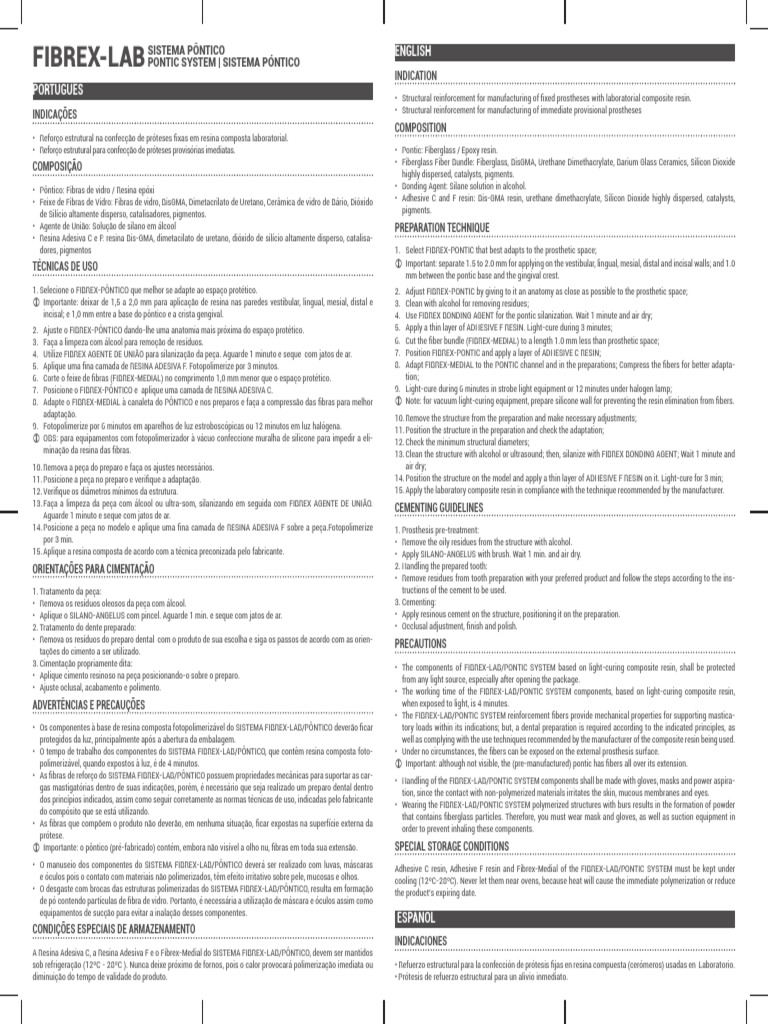 FIBREX-LAB-SISTEMA-PONTICO-Bula | PDF | Material composto | Setor ...