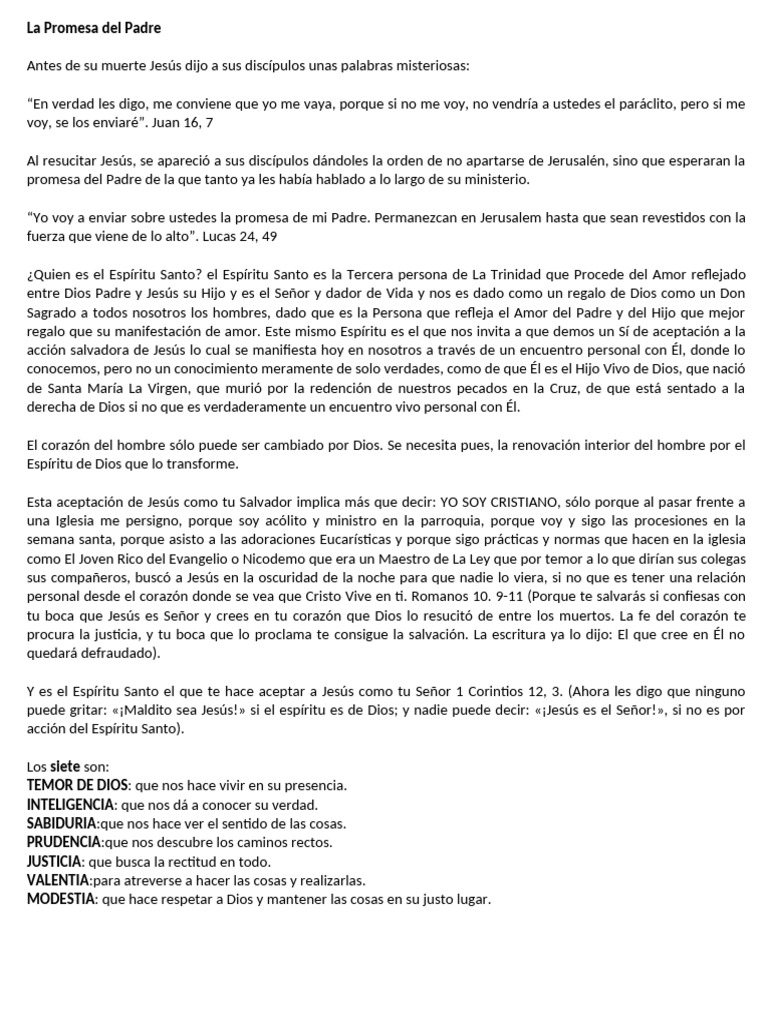 Septimo Tema La Promesa Del Padre | PDF | Jesús | espíritu Santo