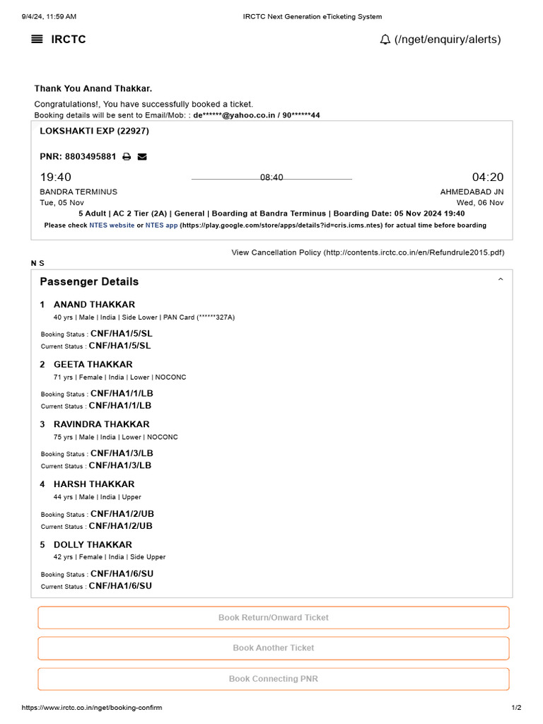 IRCTC_5-NOV | PDF | Rail Transport | Railway Companies