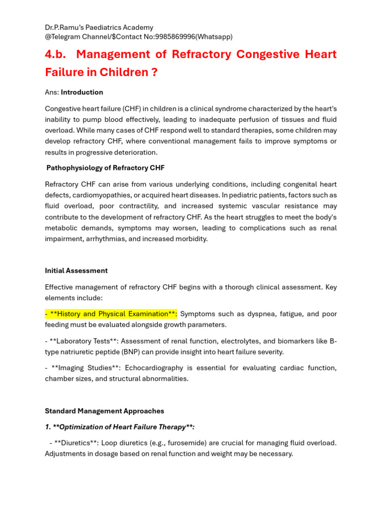 Refractory CHF RX | PDF | Heart Failure | Heart