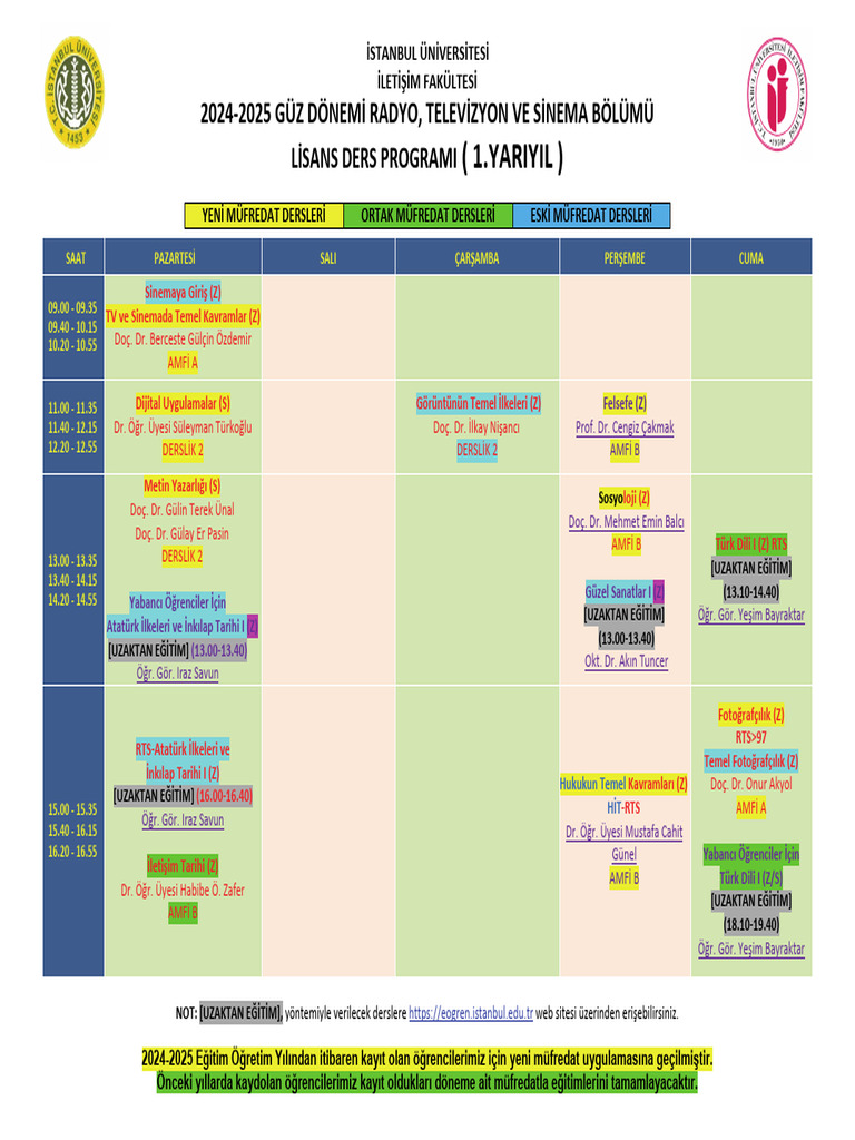 Rts 24 25 Guz Lisans Ders Programi - 638623673256692986 | PDF