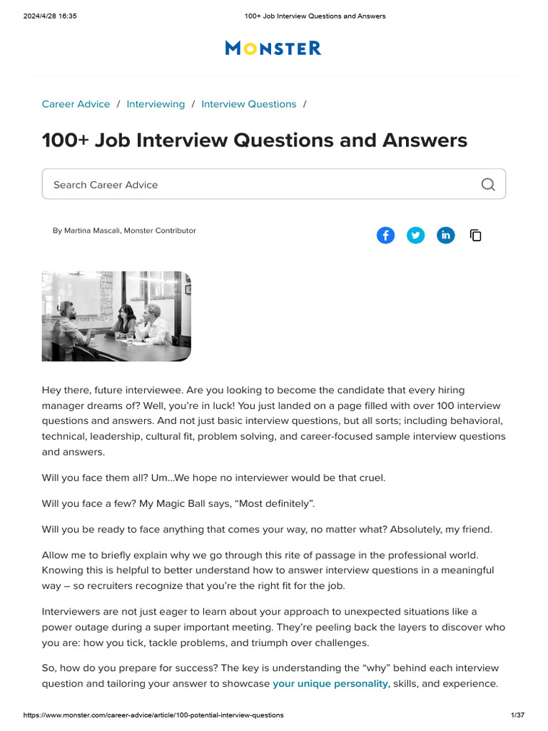 100+ Job Interview Questions and Answers | PDF | Job Interview | Leadership