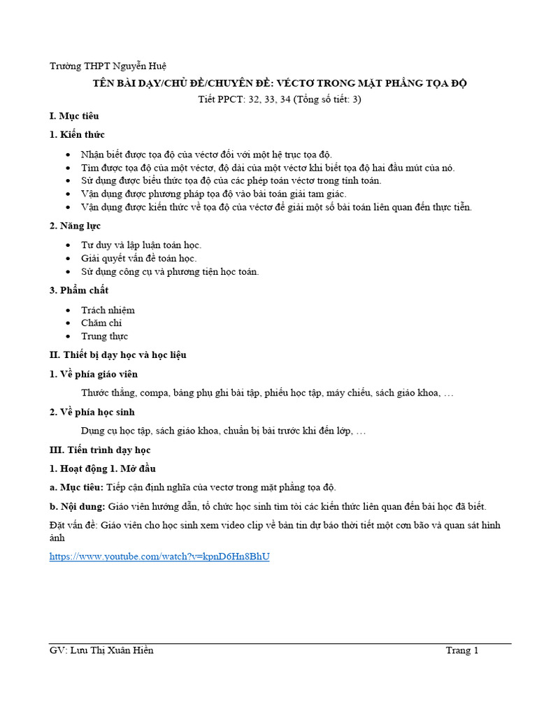 Bài 10. Vecto trong mặt phẳng tọa độ | PDF