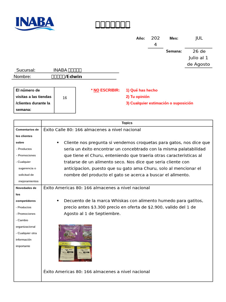 Weekly Report - Edwin Joya - 2024.08.1 (ES) | PDF