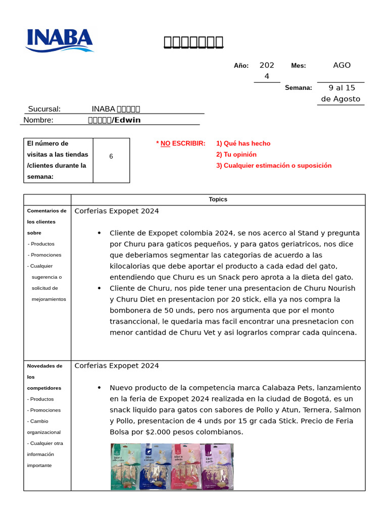 Weekly Report_Edwin Joya_2024.08.3 (ES) - Copia | PDF | Industria de ...