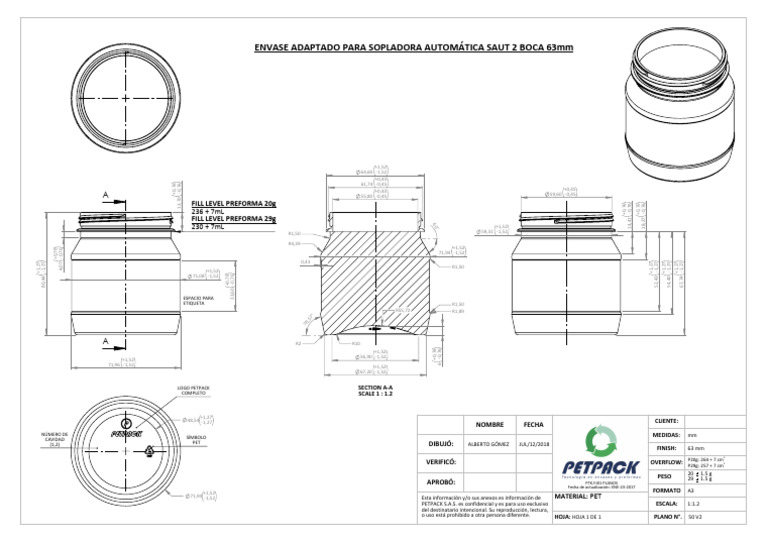 Plano Mecanico Envase Plastico | PDF