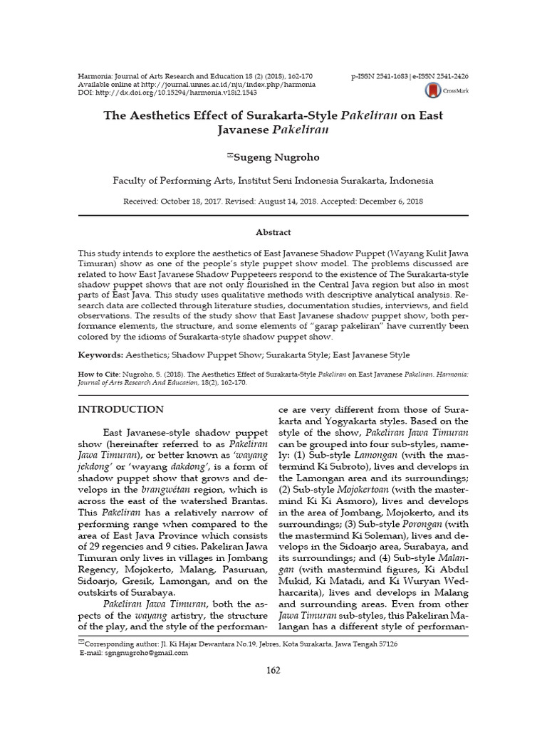 The Aesthetics Effect of Surakarta-Style Pakeliran | PDF | Java | Puppetry