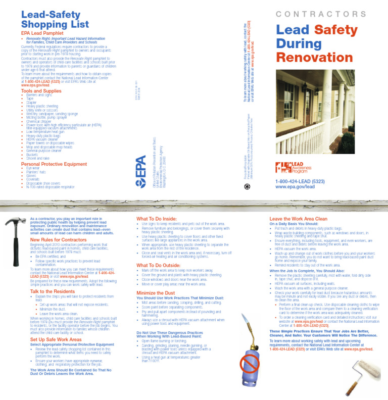 Lead Safety Guidelines for Contractors | PDF | Dust | Waste