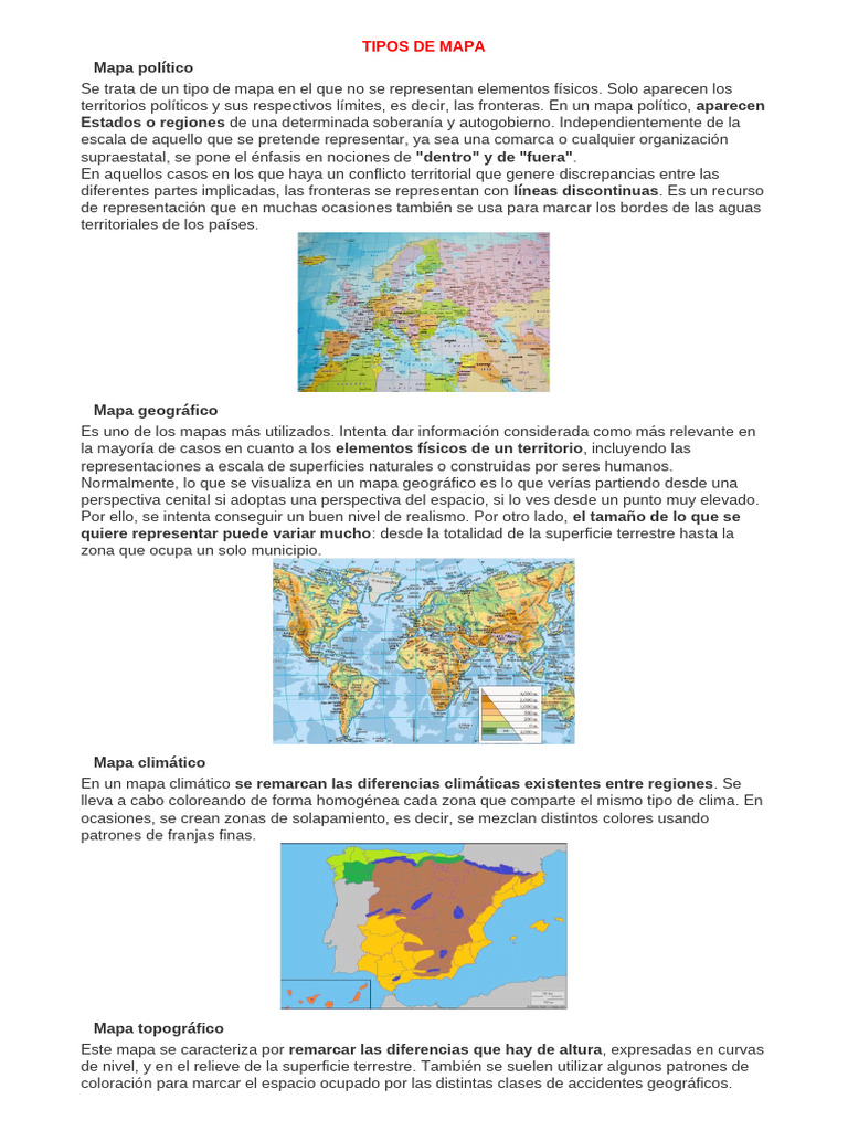 Tipos de Mapa | PDF | Mapa | Cartografía