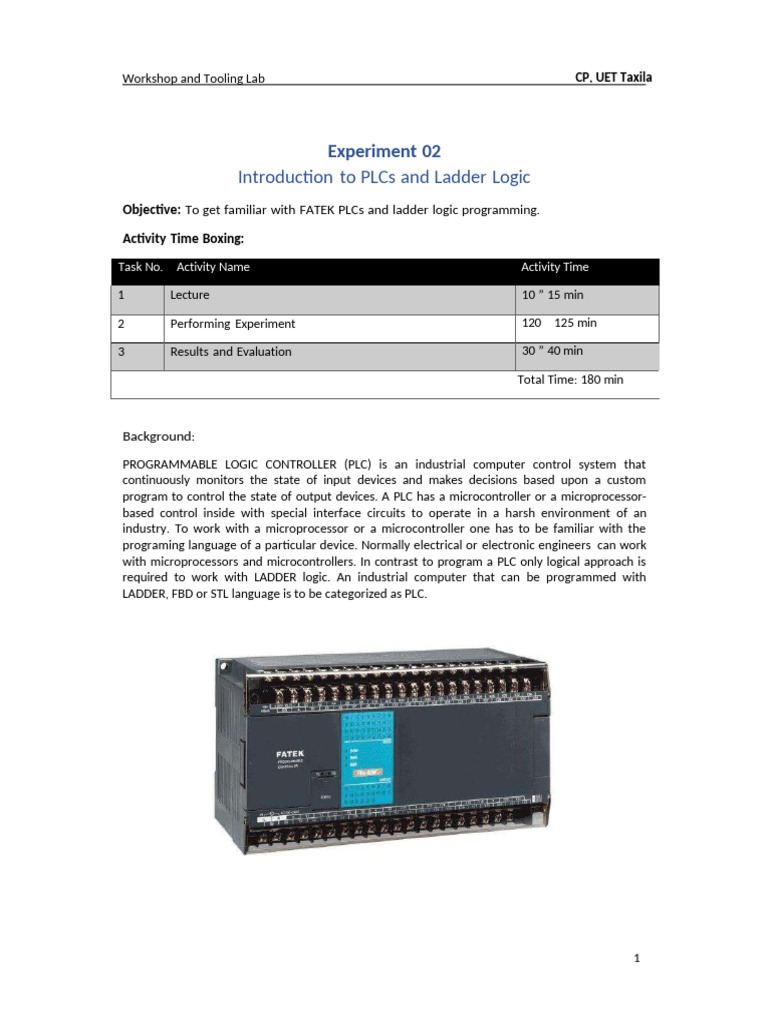 Introduction to PLCs and Ladder Logic | PDF | Programmable Logic Controller | Computer Engineering