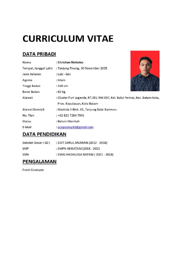 CV - Christian Nicholas - Helper | PDF