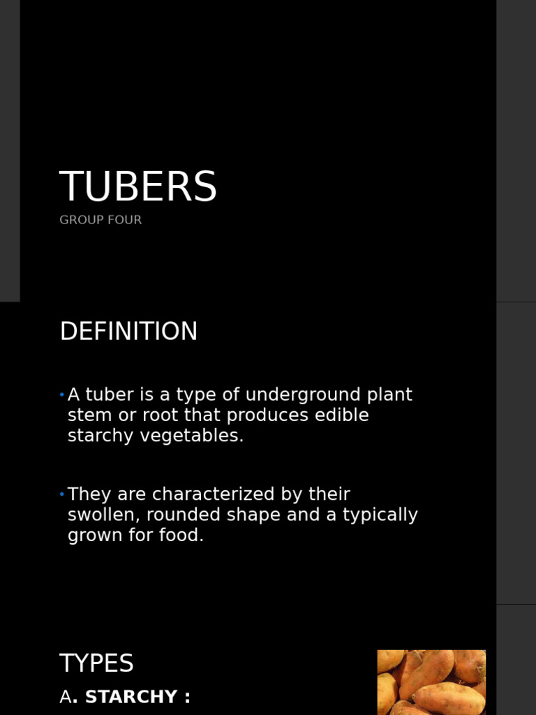 Understanding Tubers: Types and Uses | PDF | Potato | Sweet Potato