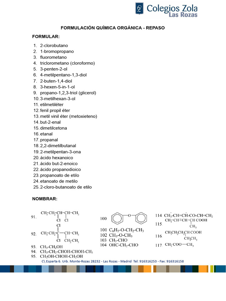 09 - Formulación Orgánica - Repaso (2) SOLUCIONES | PDF