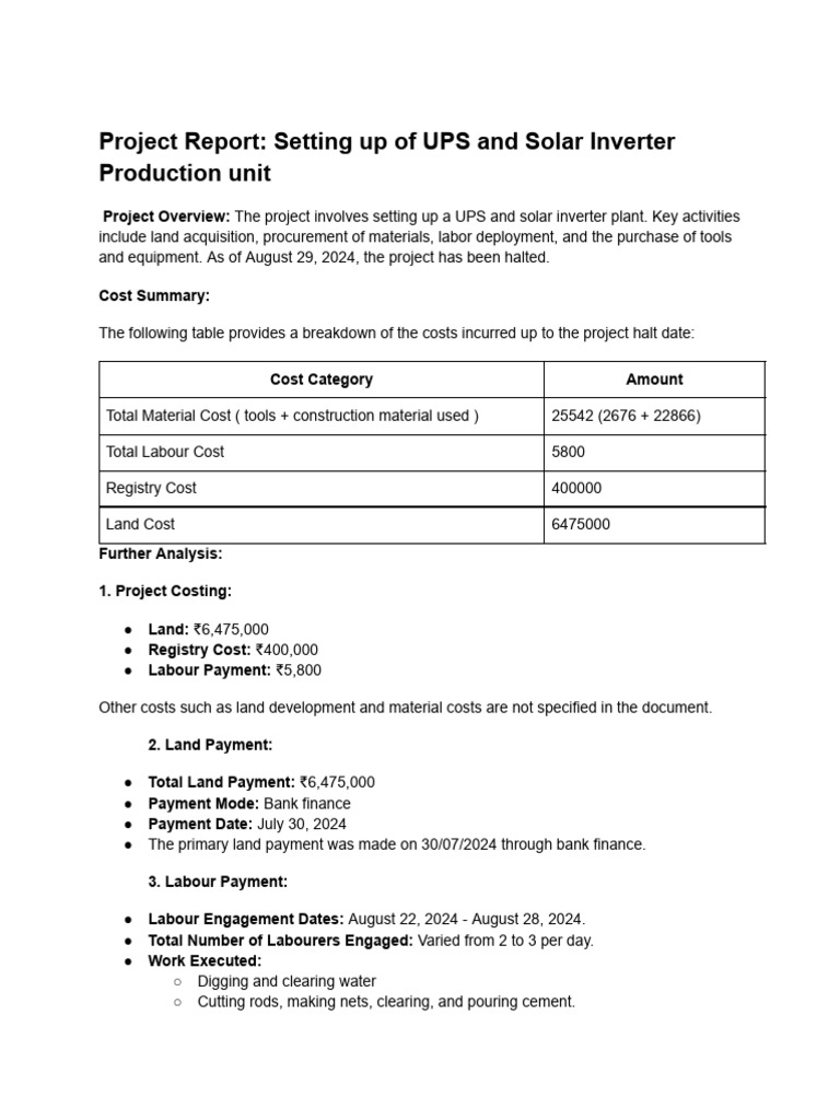 UPS and Solar Inverter Plant Project Report | PDF