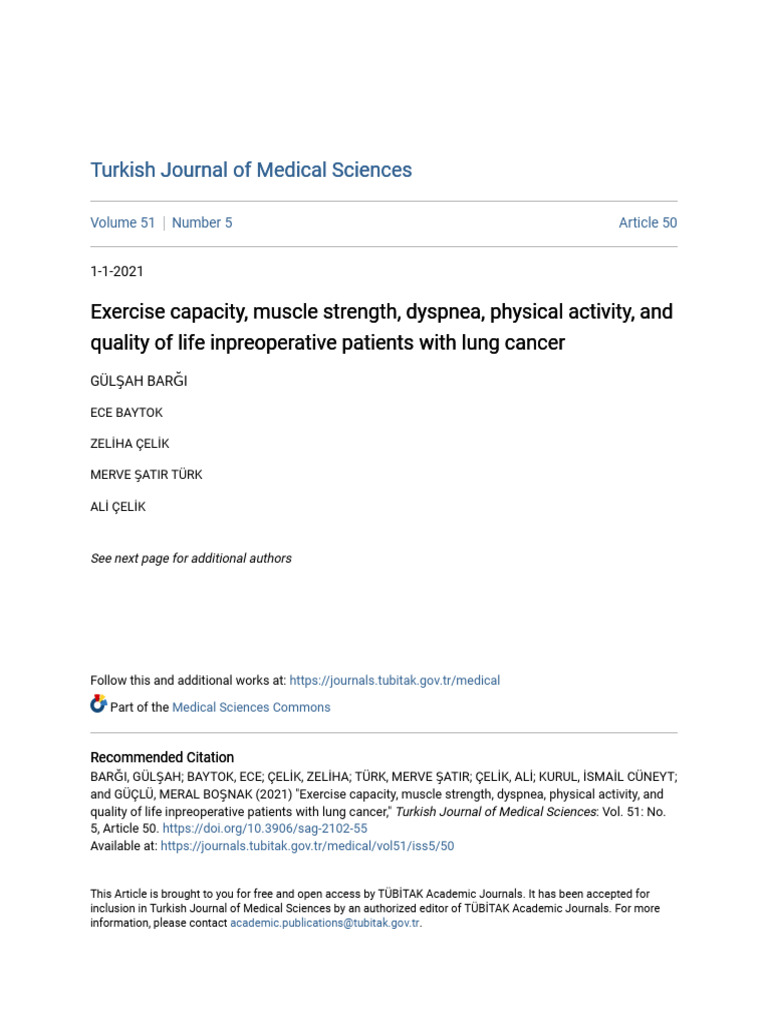 Exercise Capacity Muscle Strength Dyspnea Physical Activity A | PDF | Physical Therapy | Causes ...