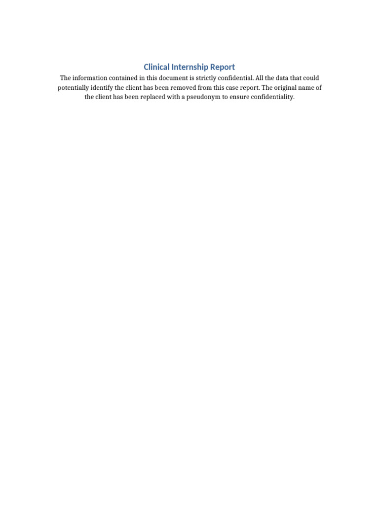 Formatted Clinical Internship Report | PDF | Major Depressive Disorder | Obsessive–Compulsive ...