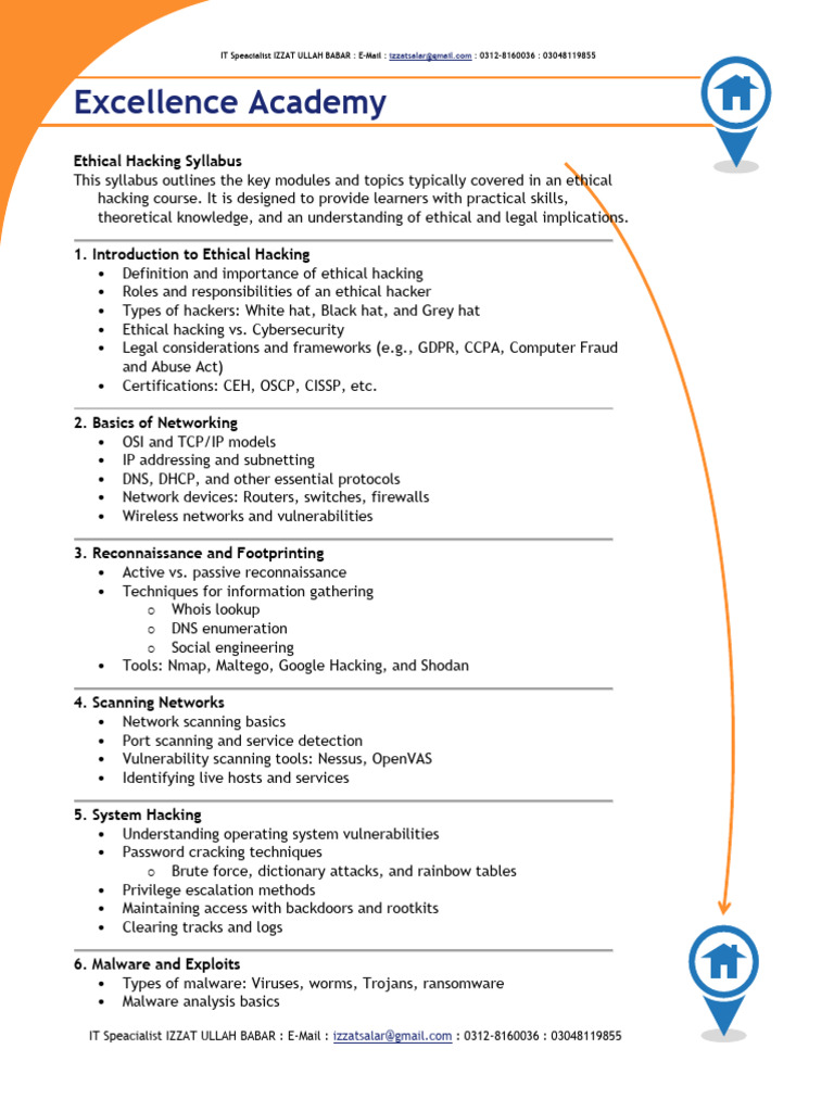 Ethical Hacking Course Outline | PDF | Security | Computer Security