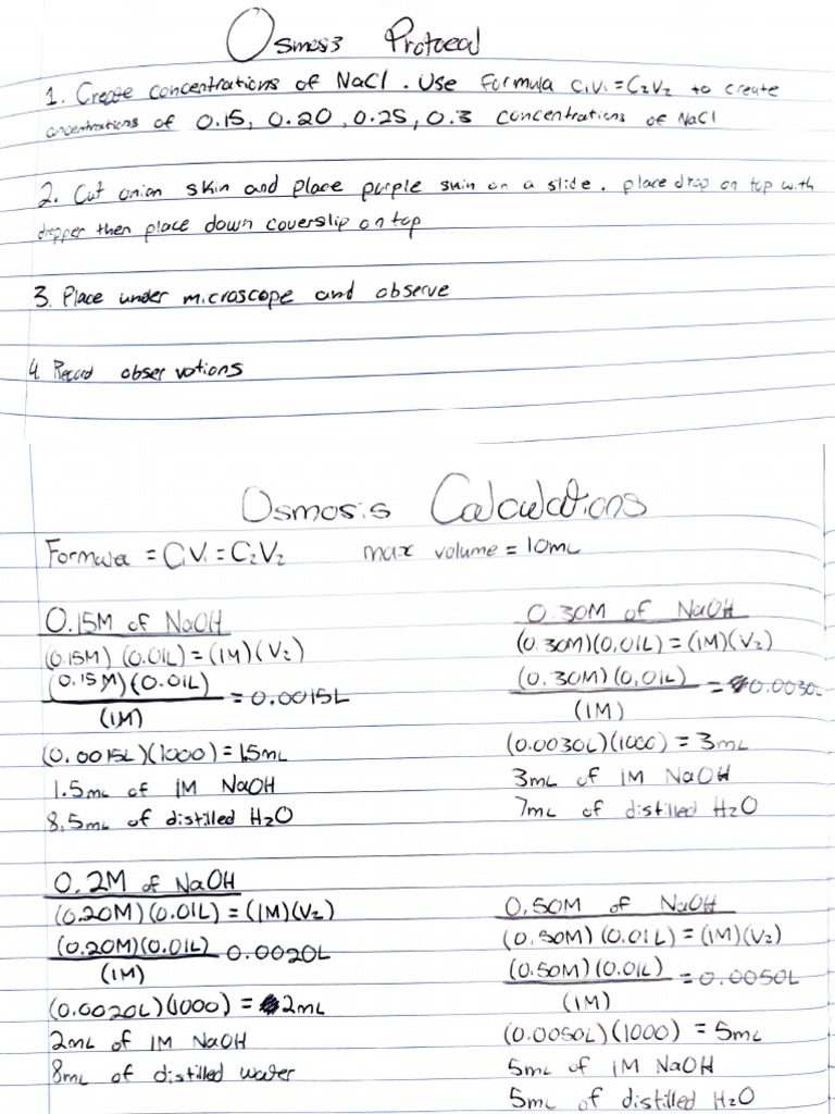 Osmosis Lab Pdf Branches Of Botany Molecular Biology