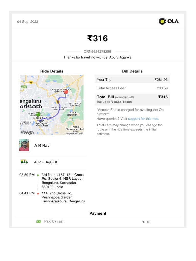 Ola bill - Diagnostics to Home | PDF | Invoice | Payments