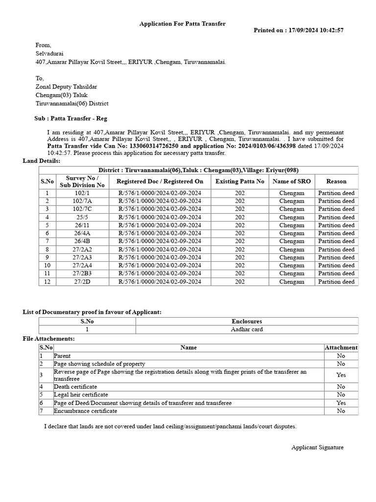 Application | PDF | Deed | Civil Law (Common Law)