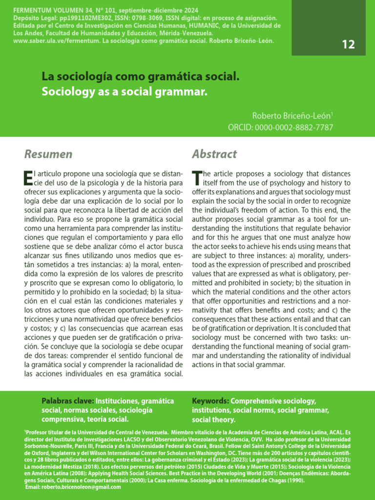 Sociología y gramática social en Mérida | PDF | Sociología | Sociedad