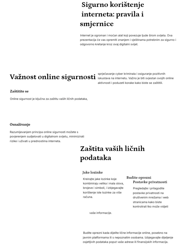 Sigurno Koristenje Interneta Pravila I Smjernice | PDF
