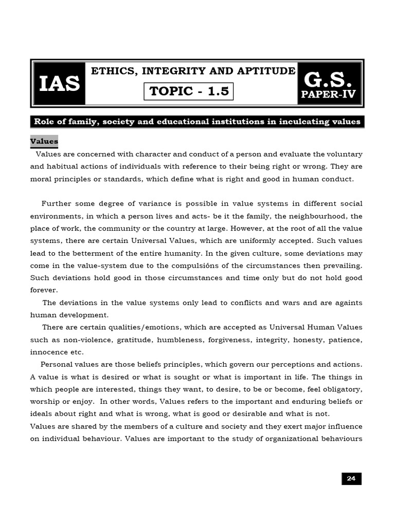 Ethics Values | PDF | Integrity | Courage