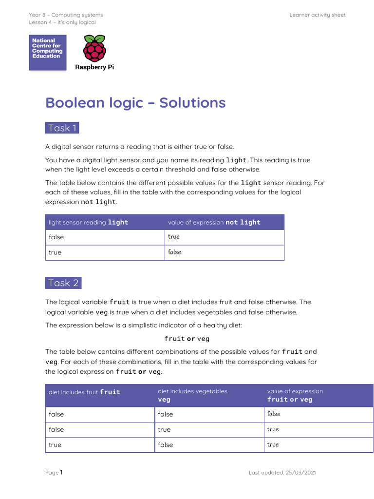 Boolean Logic in Diet and Sensors | PDF | Mathematical Logic