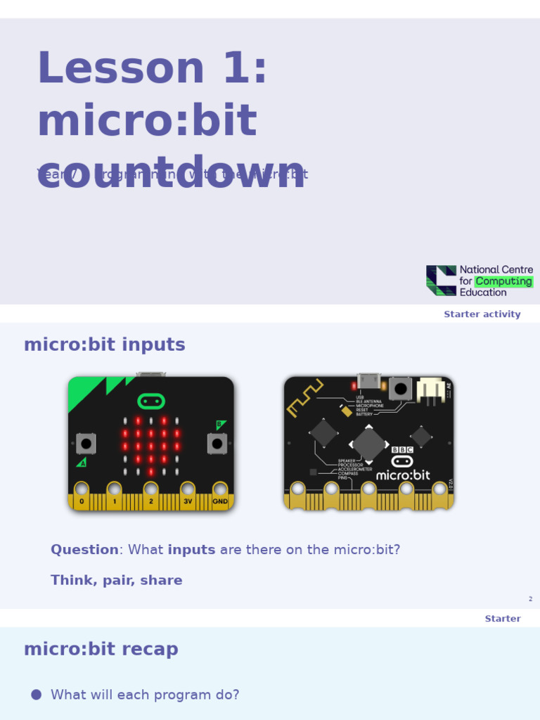 L1 Slides Microbit Countdown | PDF | Iteration | Control Flow
