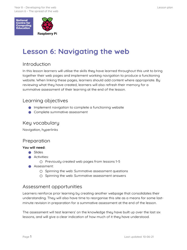 Year 8 Web Development Lesson 6 Guide | PDF | World Wide Web | Internet ...