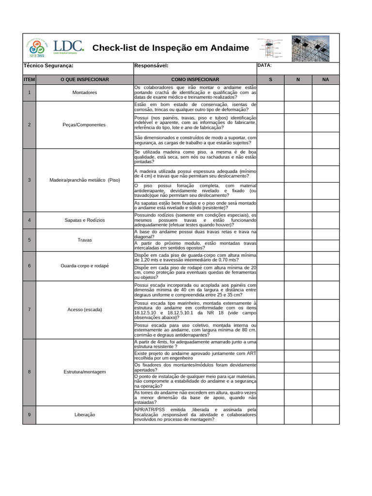 Check List de Andaime | PDF