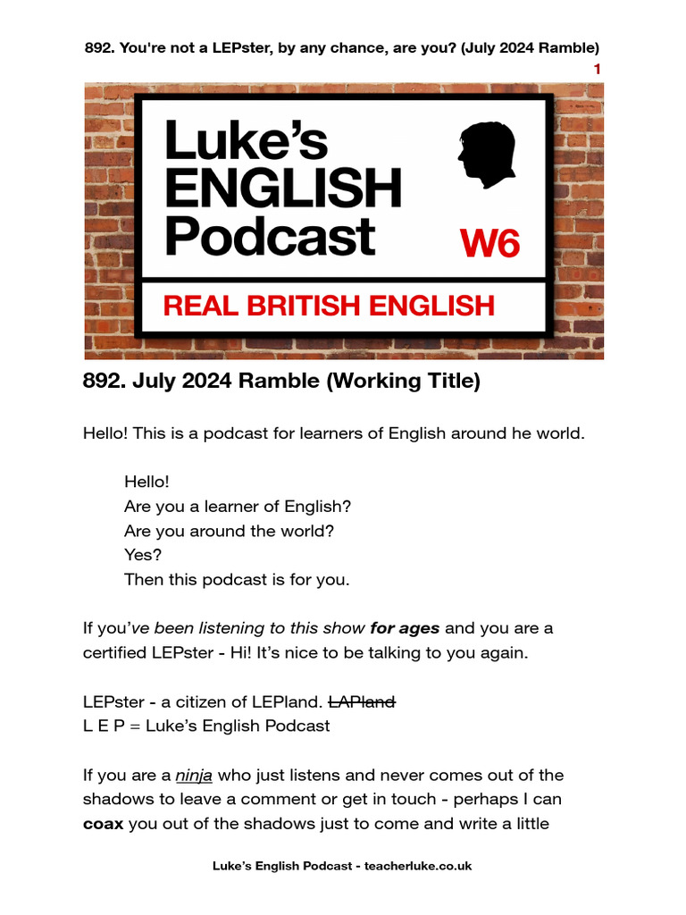 Youre Not A LEPster by Any Chance Are You July 2024 Ramble | PDF | Psychic | Question