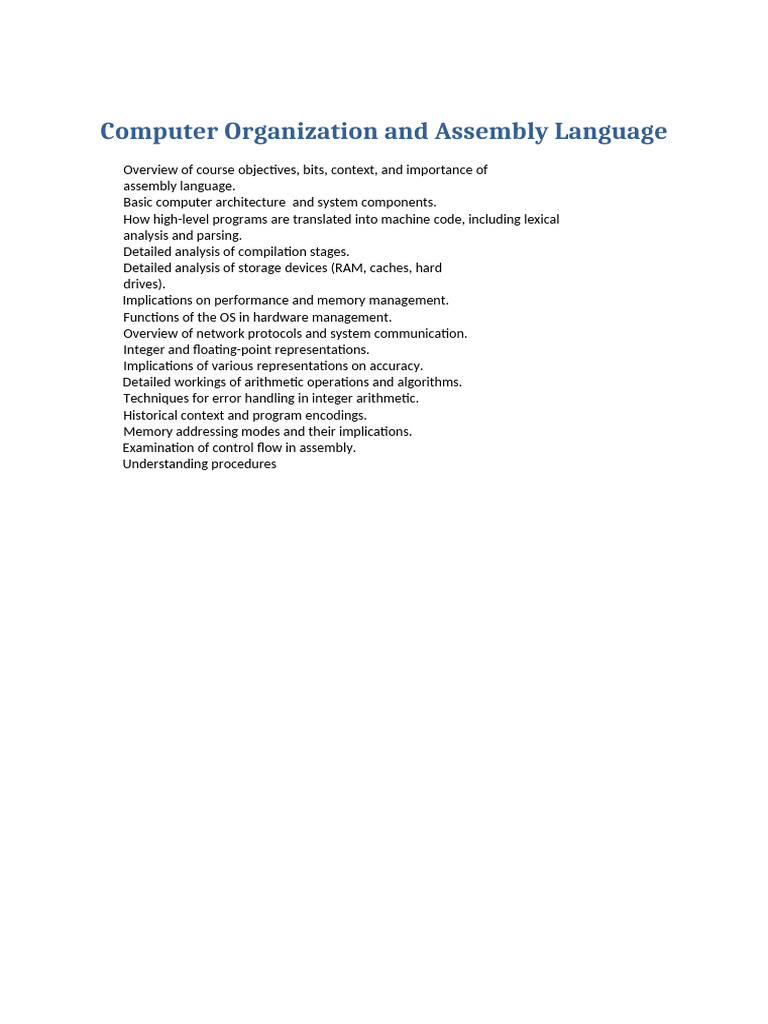 Computer Organization & Assembly Language Guide | PDF