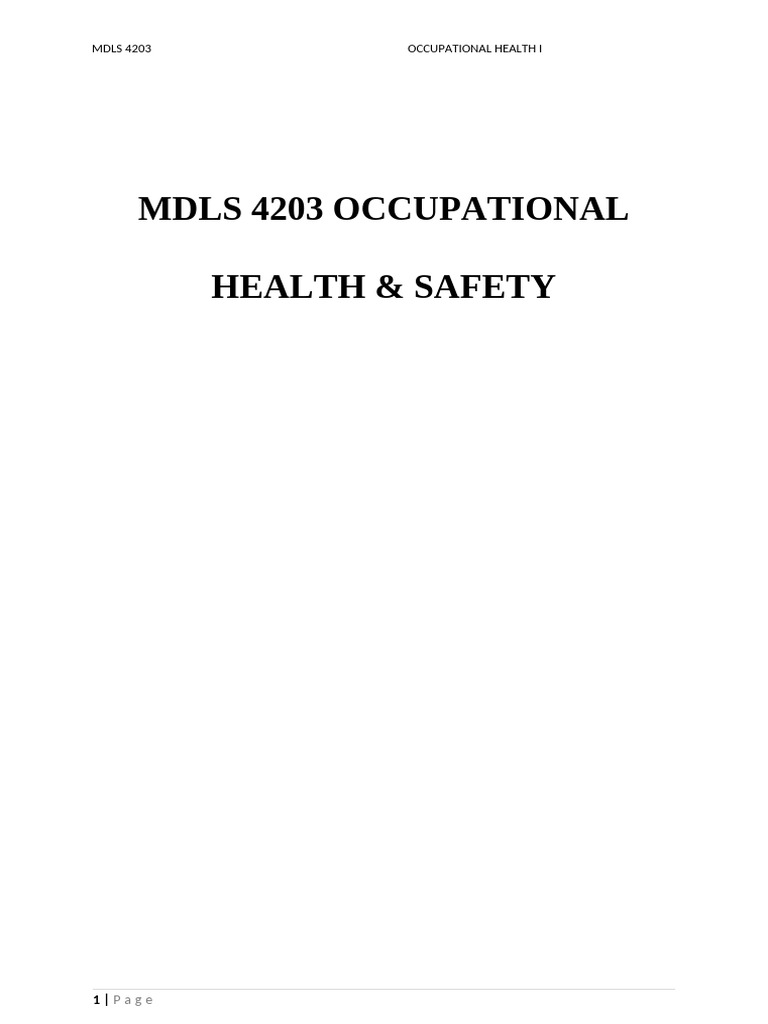 Mdls 4203 Occupational Health | PDF | Occupational Safety And Health ...