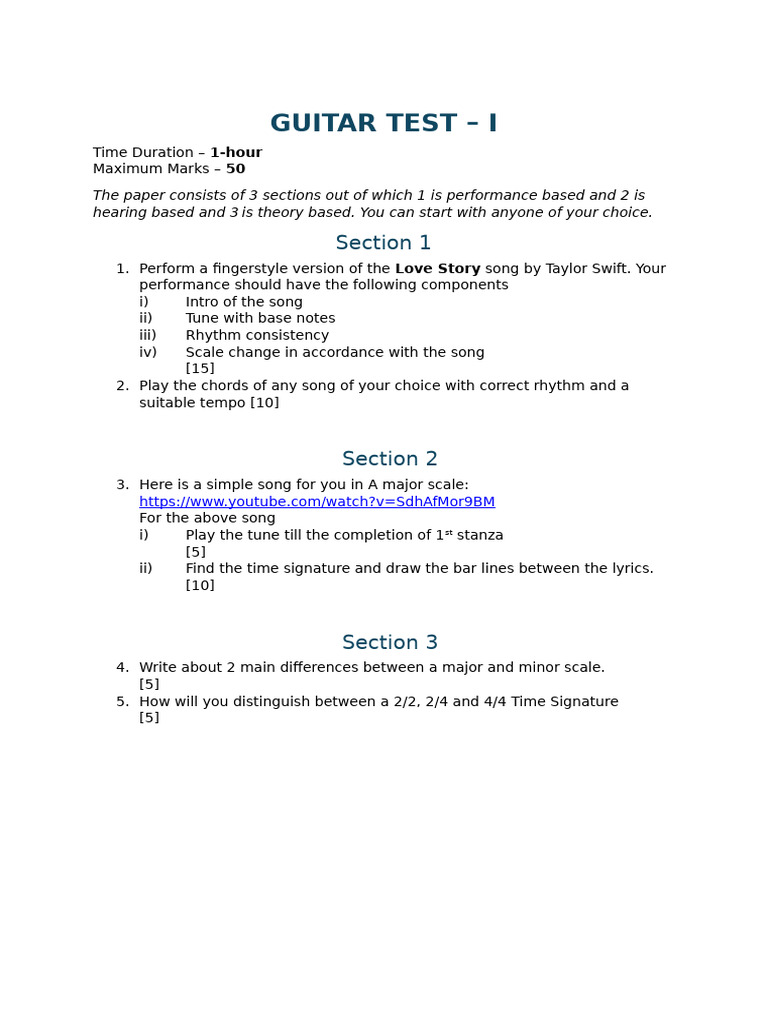 Guitar Test - I | PDF