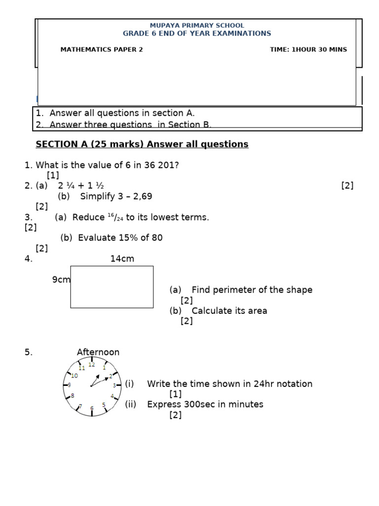 GRADE_6_MATHS_PAPER_2 | PDF | Mathematics