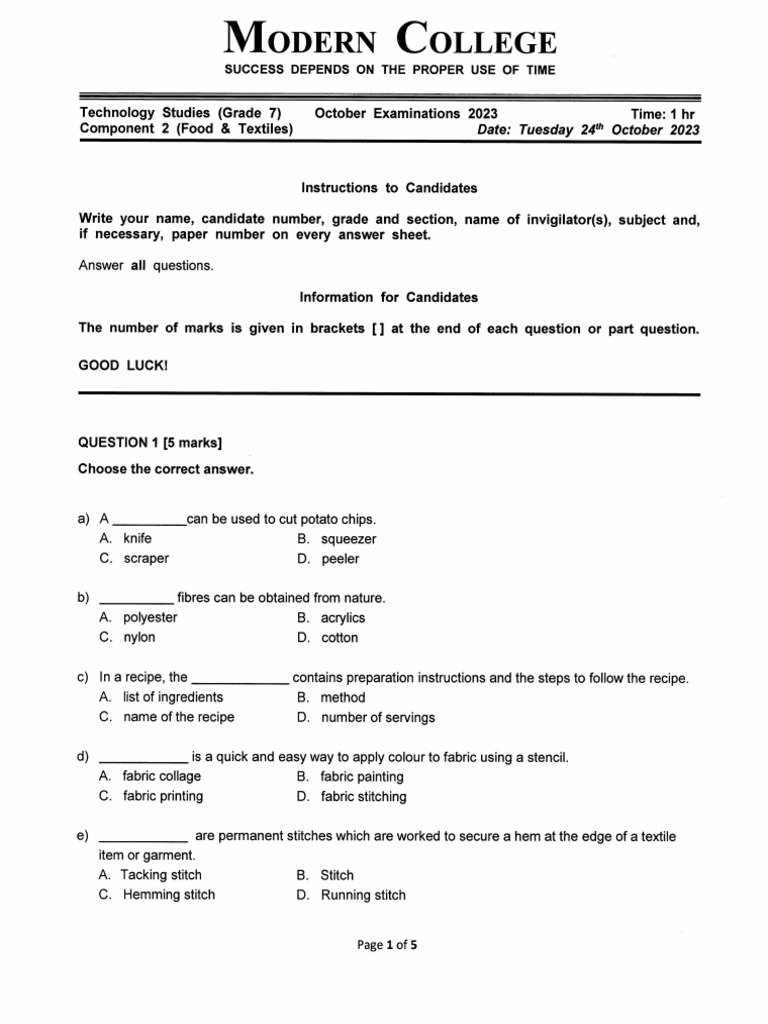 Food & Textiles | PDF