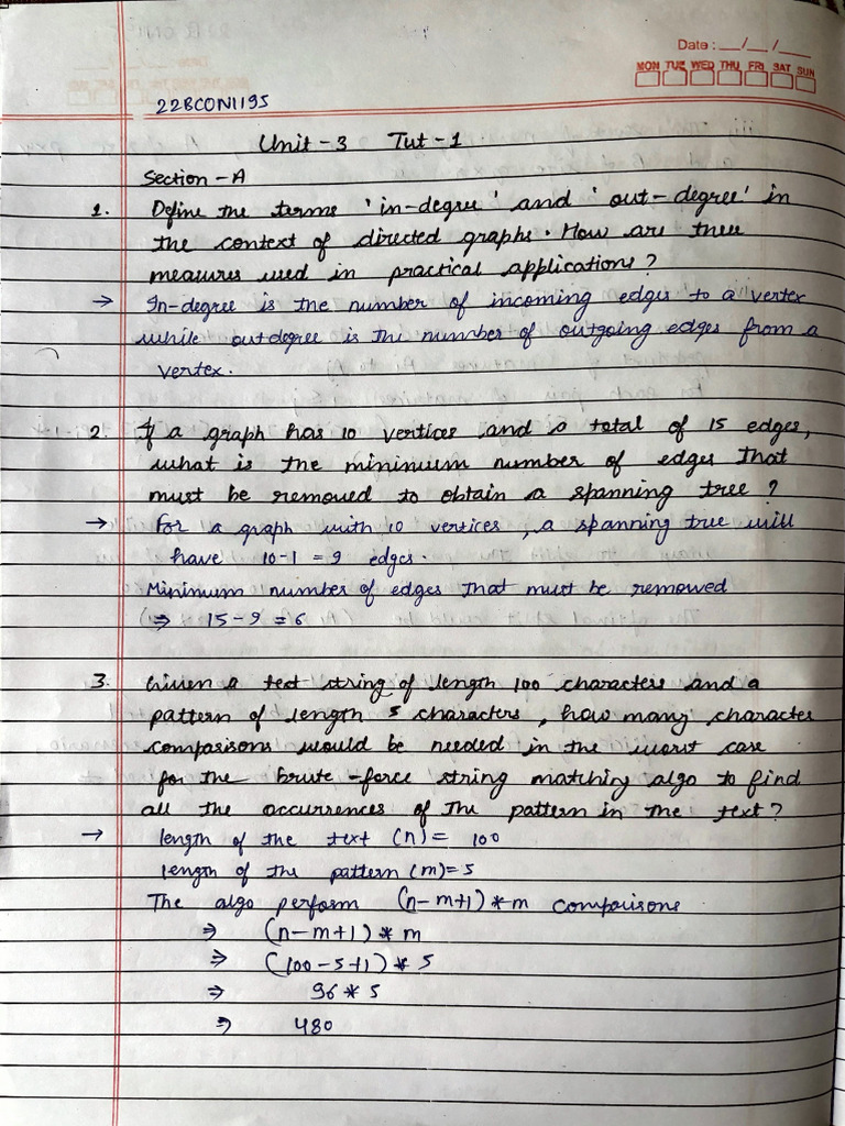 DAA (Unit 3 Tut 1) Shubh | PDF