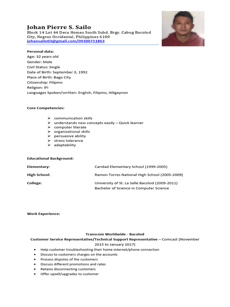 Johan-Pierre-Sailo-CV | PDF | Service Industries | Computing