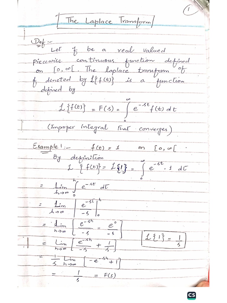 Laplace Transform Lecture 1 | PDF